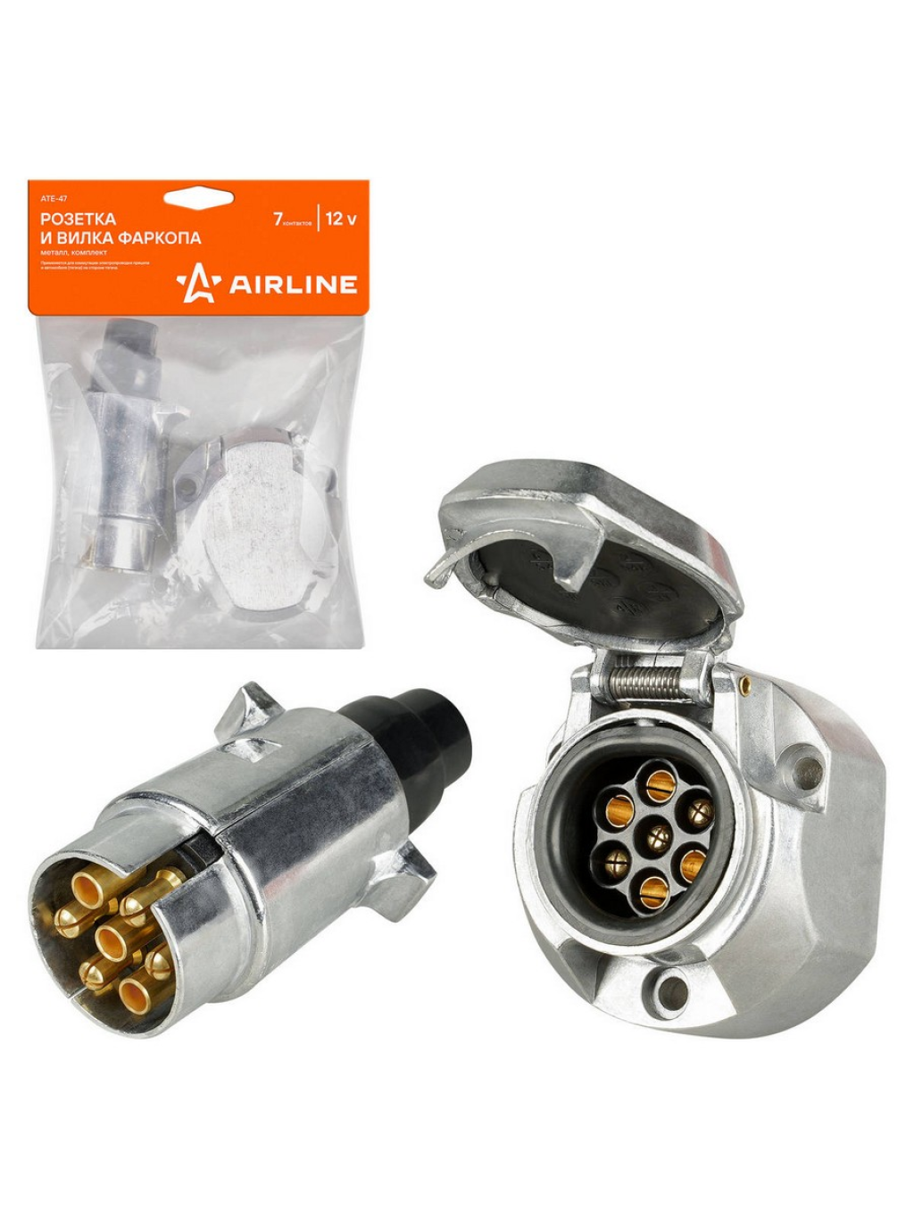 Розетка фаркопа (7 контактов) "AIRLINE" 12V металл ATE-47 купить по ...