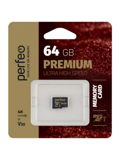 Карта памяти micro SD (64 GB) "Perfeo" class 10 PF64GMCSX10V30 купить по выгодной цене с ...